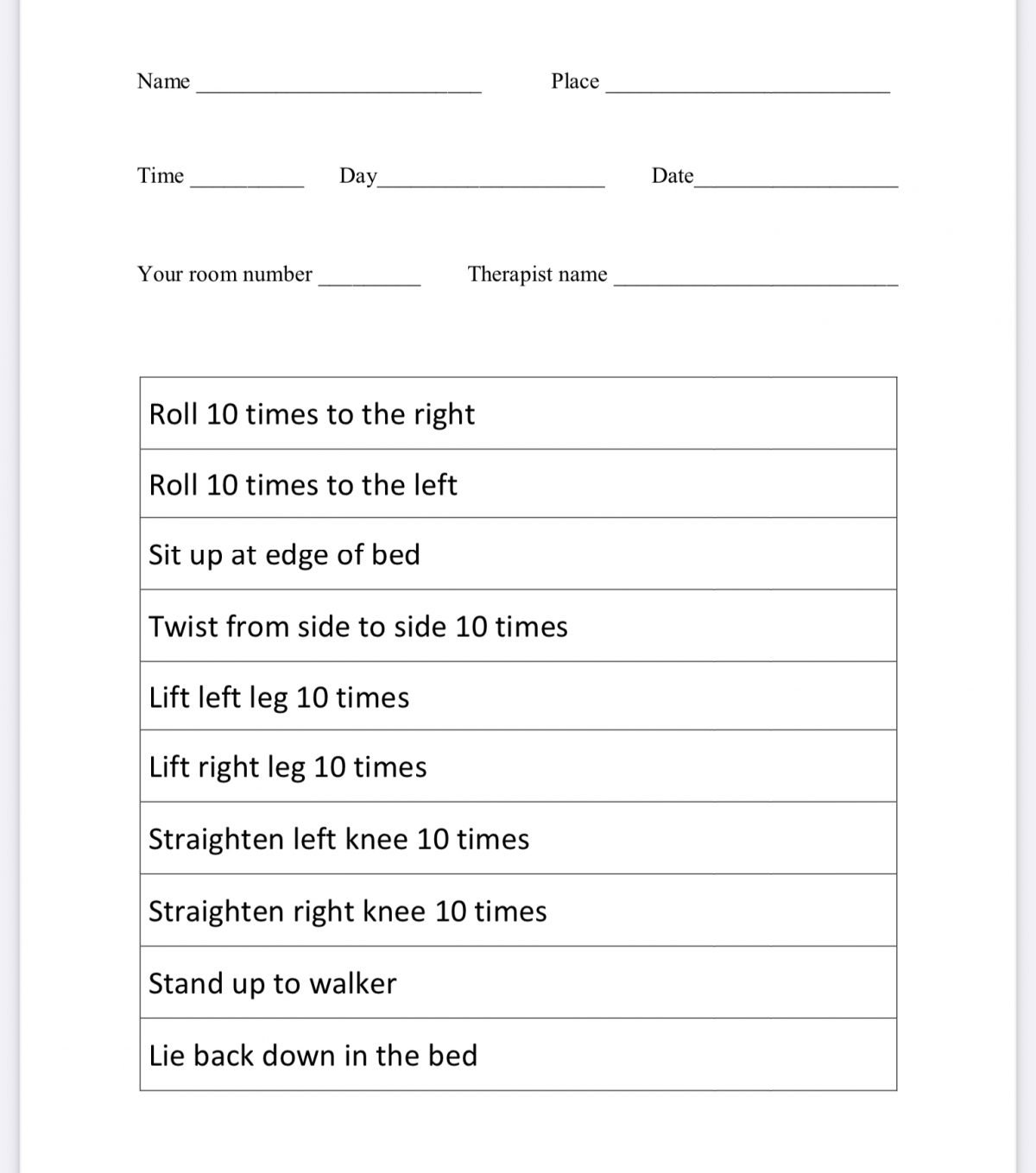 FCA Level Examples – Functional Therapy Activities