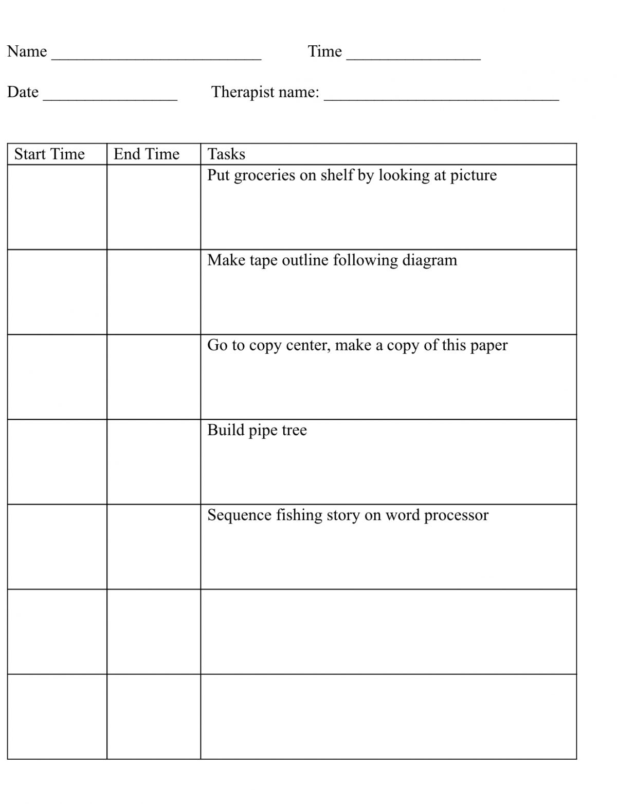 Level 4 – Functional Therapy Activities