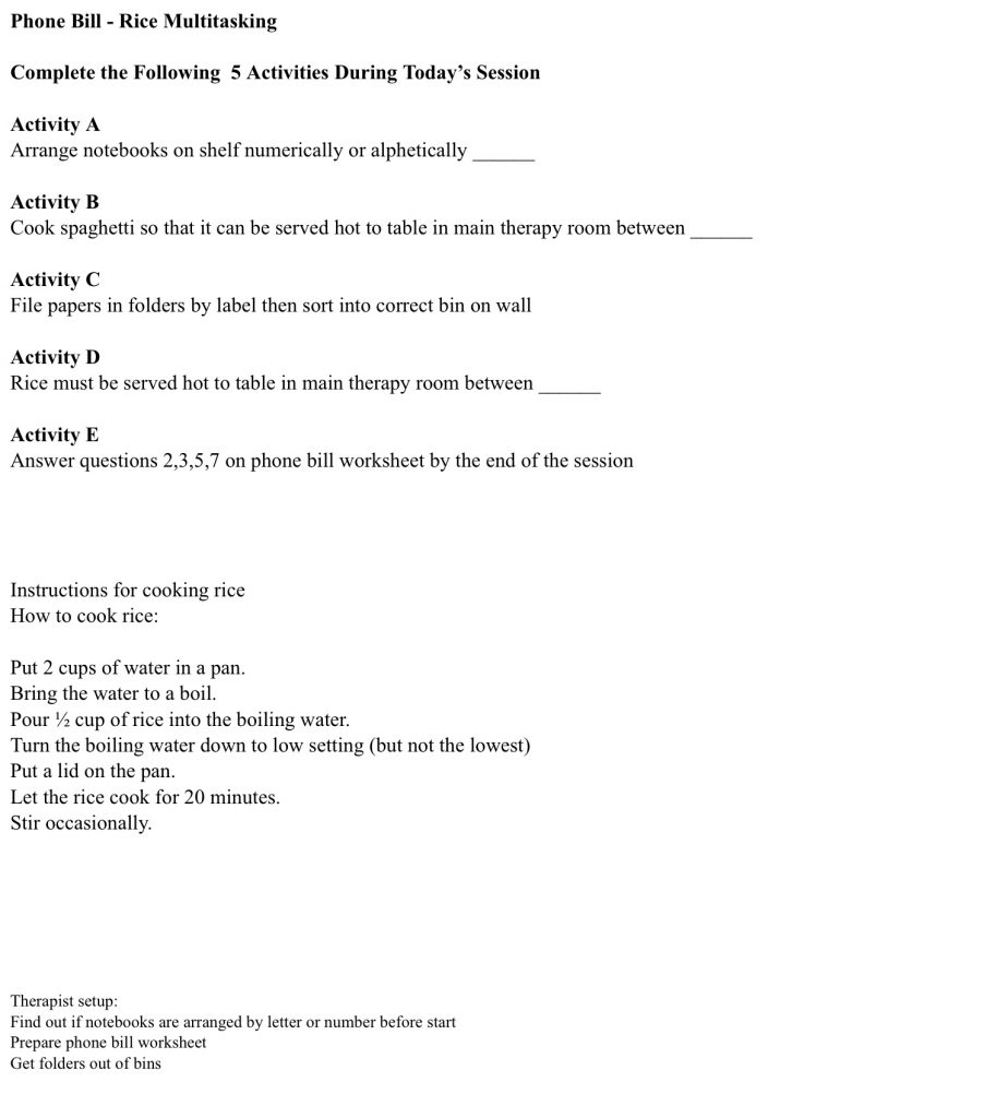 Level 8 – Functional Therapy Activities